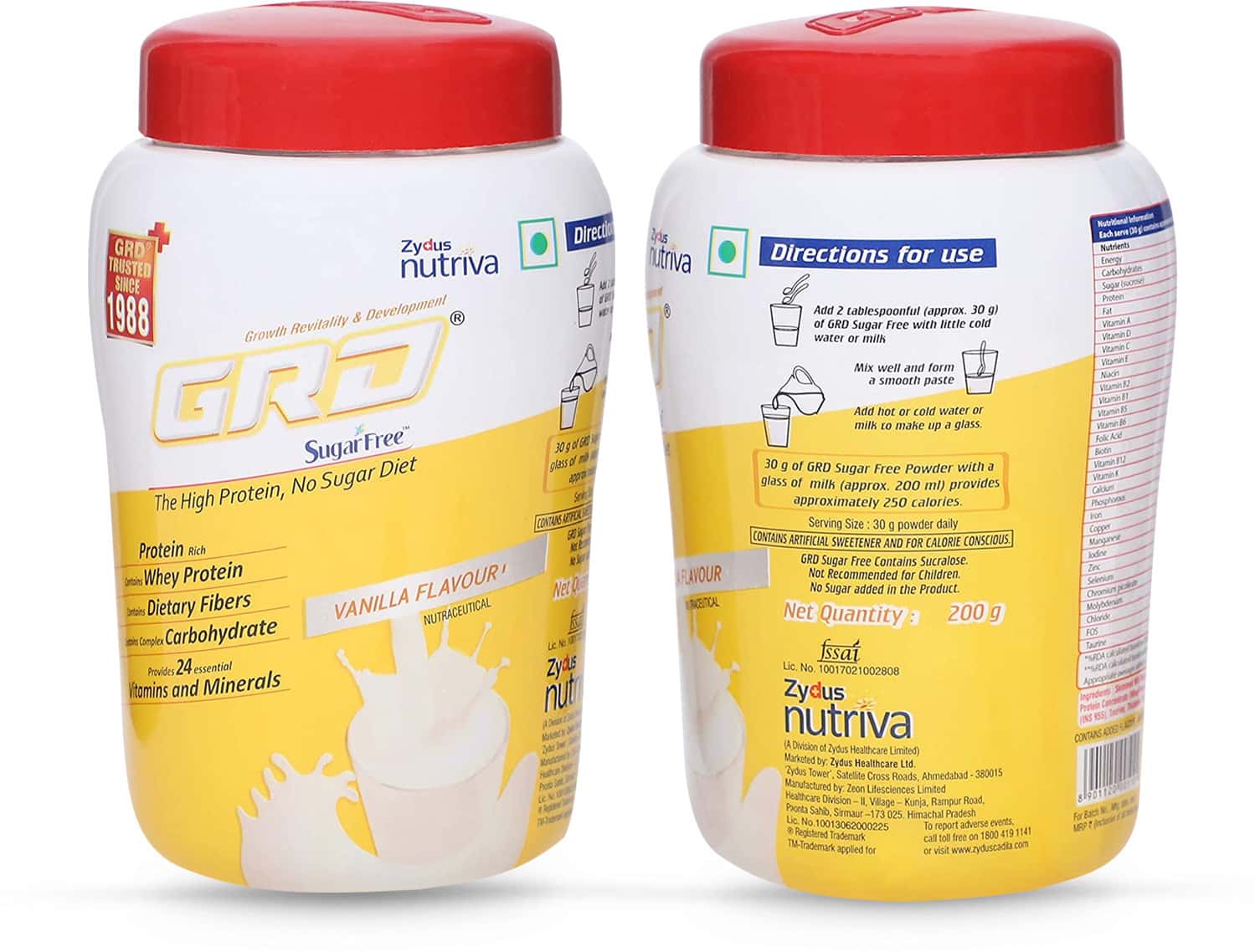 Buy GRD VANILLA SUGAR FREE WHEY PROTEIN JAR OF 200 G Online & Get Upto ...