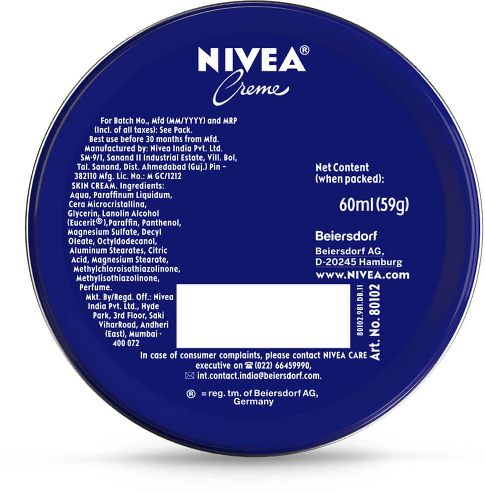 Buy NIVEA CREME MOISTURIZER JAR OF 60 ML Online & Get Upto 60% OFF at ...
