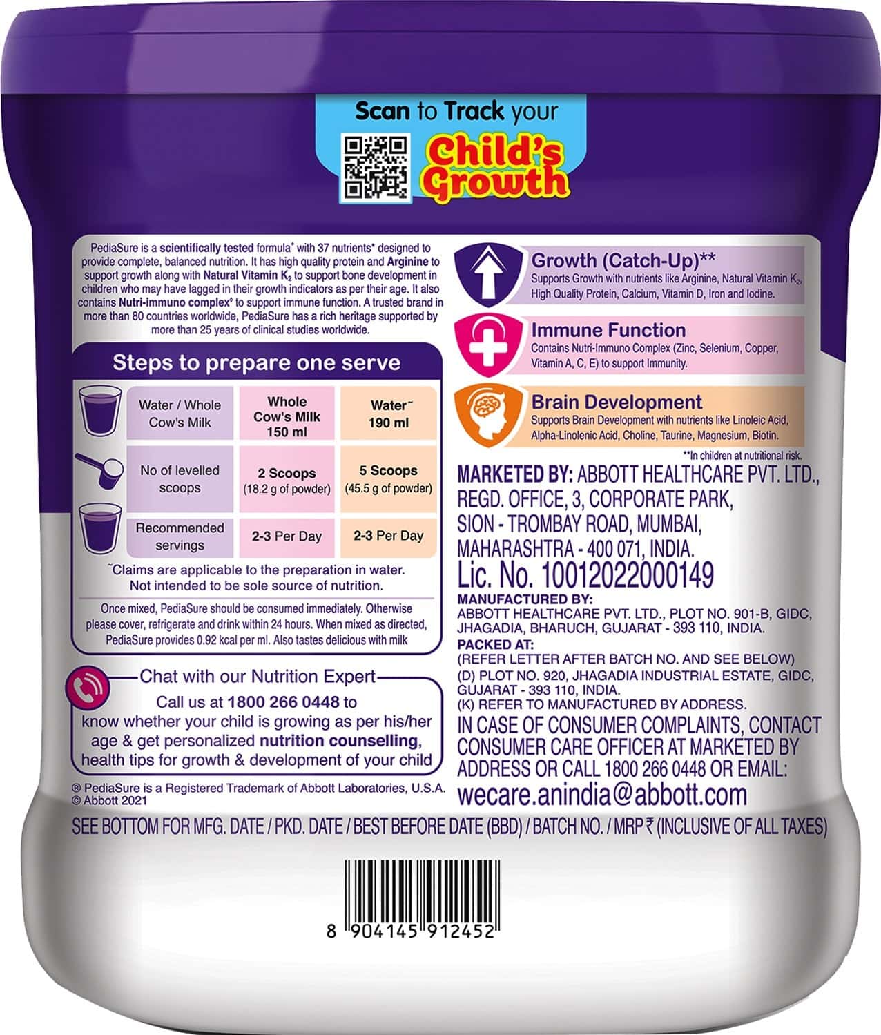 Buy PEDIASURE PREMIUM CHOCOLATE CHILD NUTRITION DRINK JAR OF 400 G ...