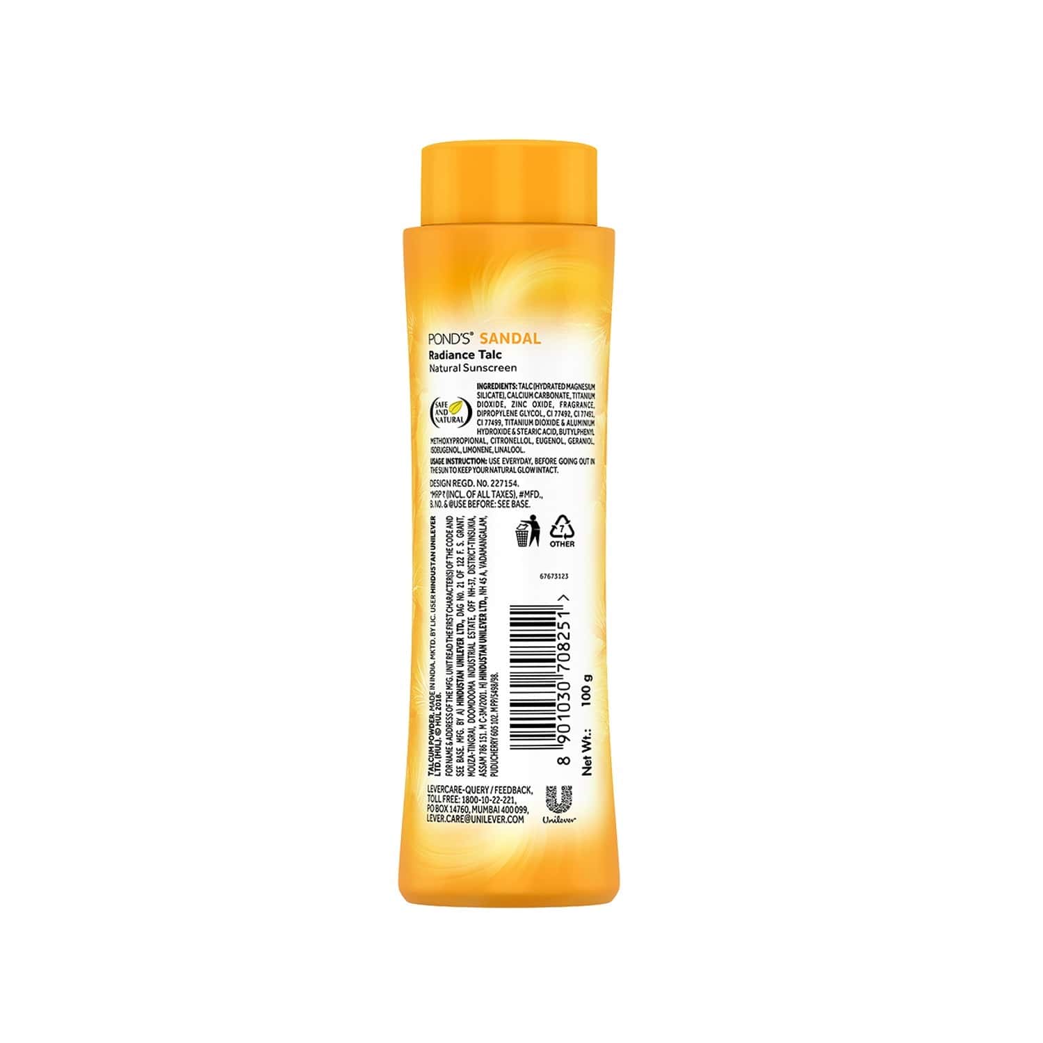 Buy POND'S SANDAL RADIANCE TALCUM POWDER BOTTLE OF 100 G Online & Get ...