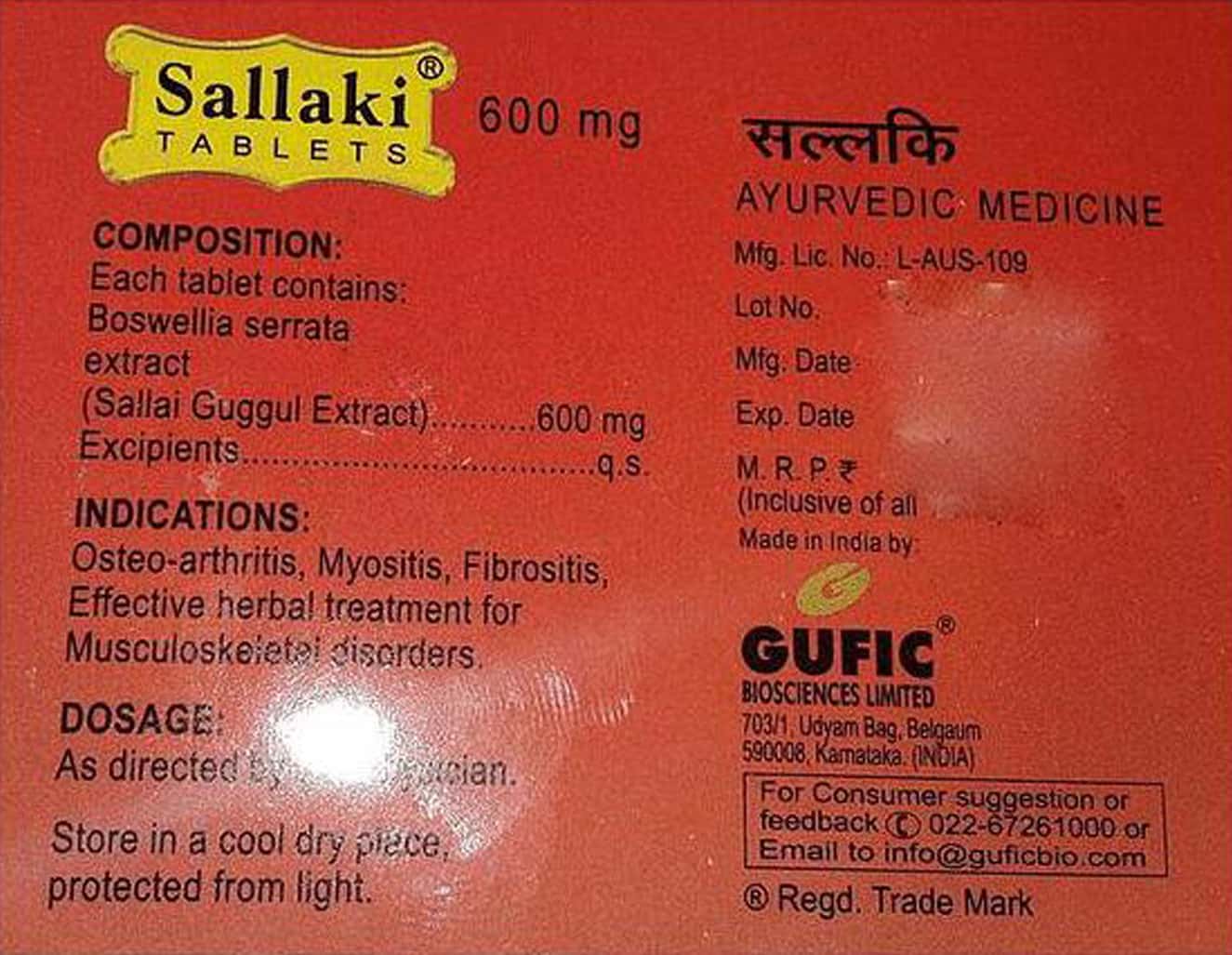 Buy SALLAKI 600MG STRIP OF 10 TABLETS Online & Get Upto 60% OFF at ...