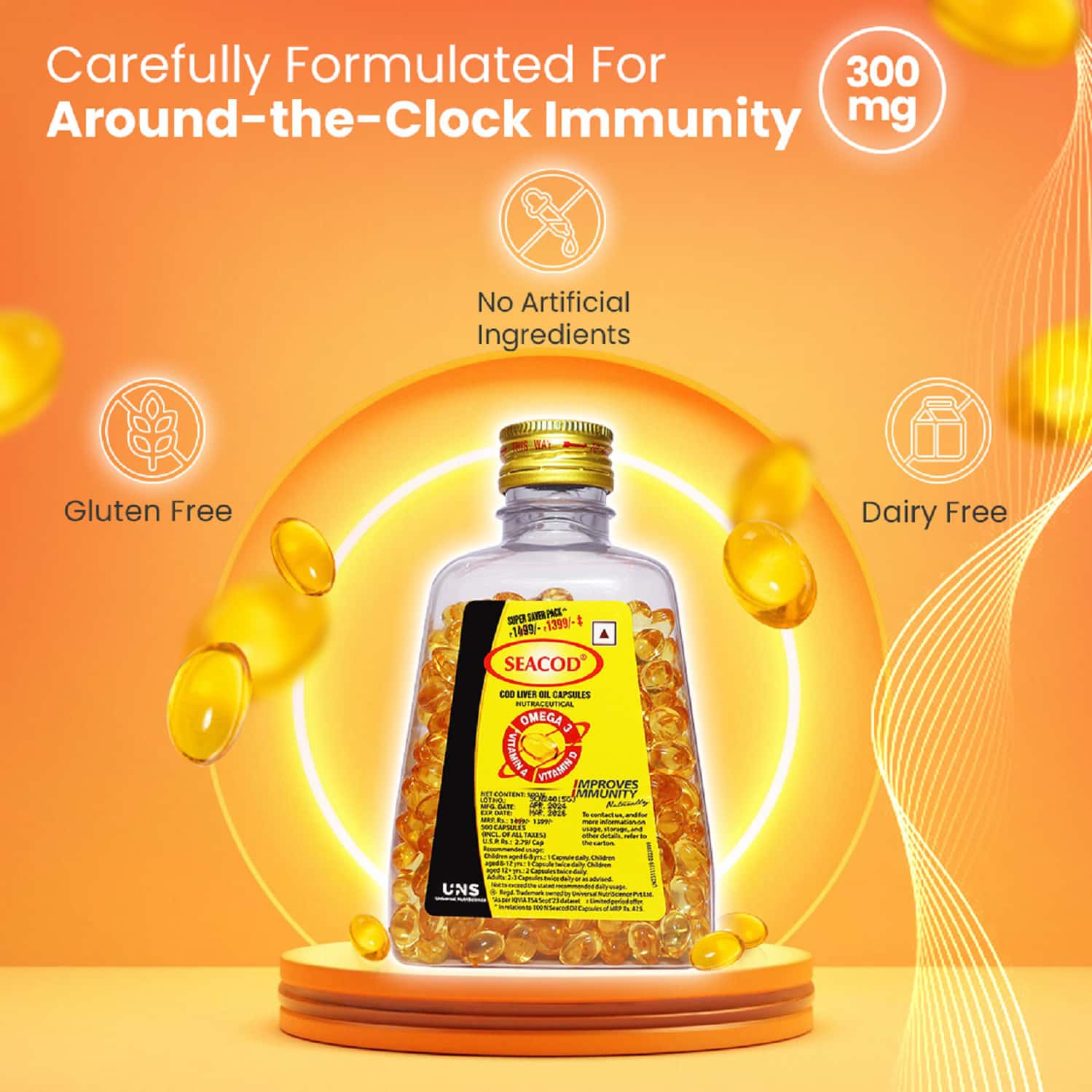 Buy SEACOD COD FISH LIVER OIL 500 SOFTGEL CAPSULES WITH NATURAL OMEGA3 ...