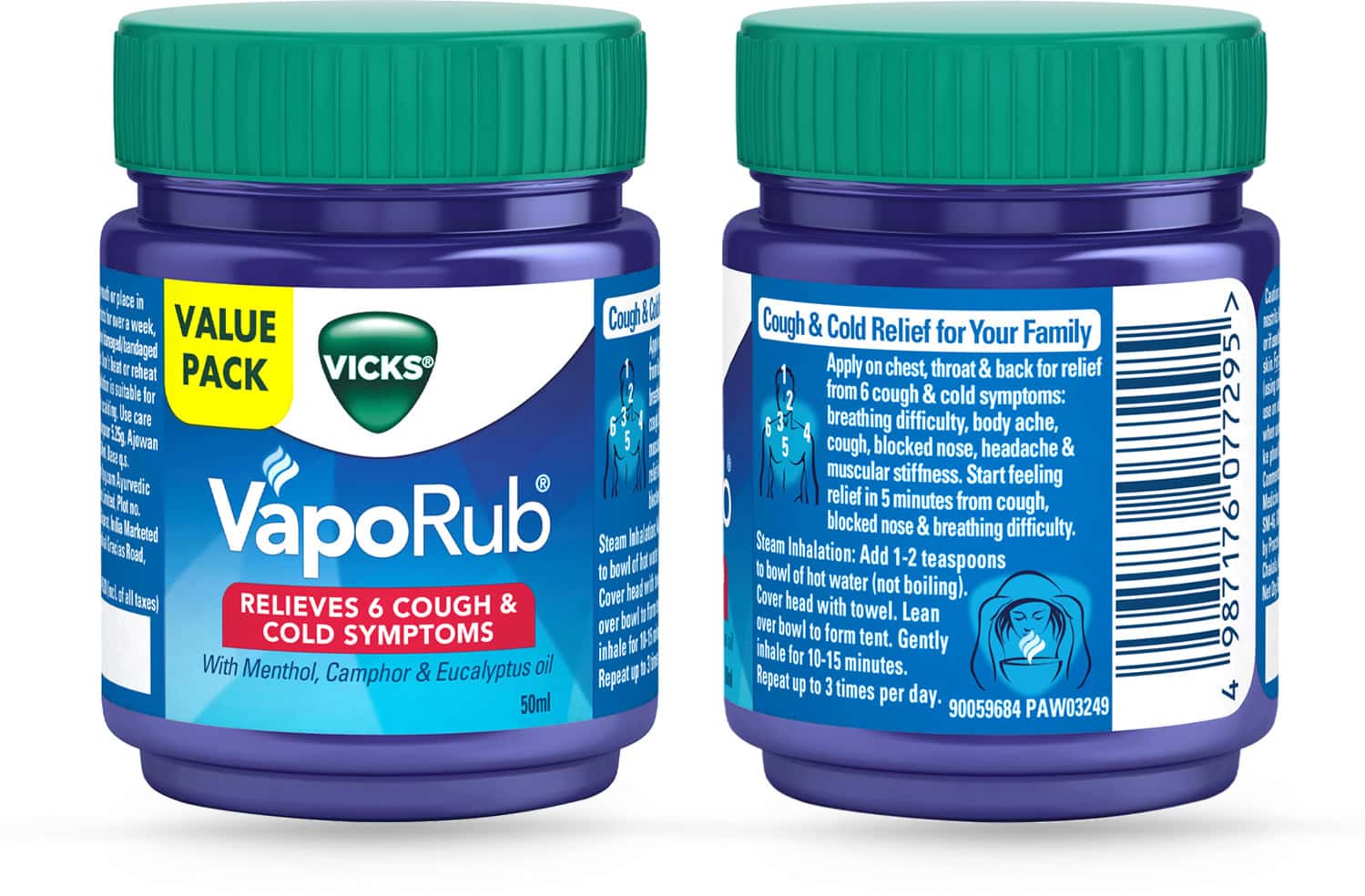 Buy VICKS VAPORUB 50ML RELIEF FROM COLD COUGH HEADACHE AND BODY PAIN ...