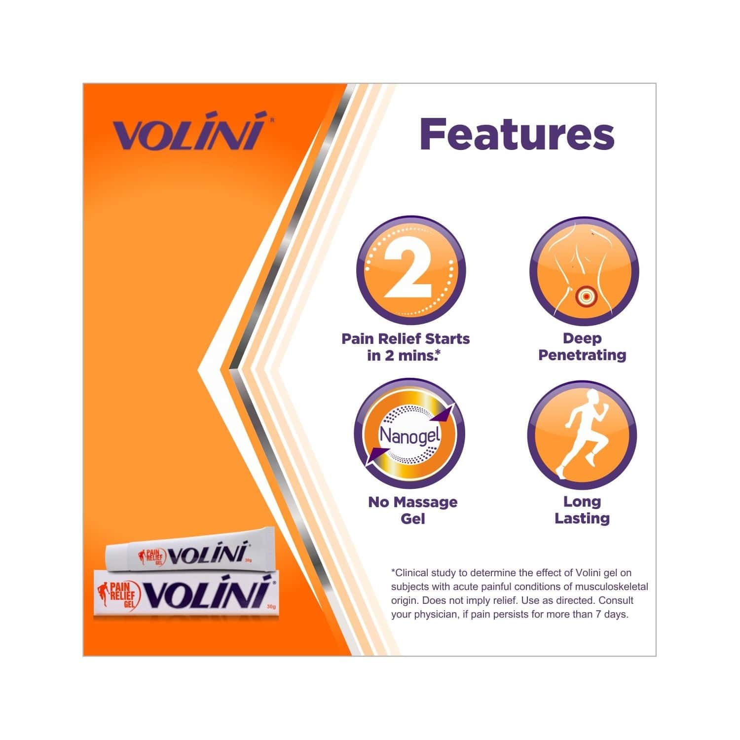 Buy VOLINI PAIN RELIEF GEL - 30 GM Online & Get Upto 60% OFF at PharmEasy