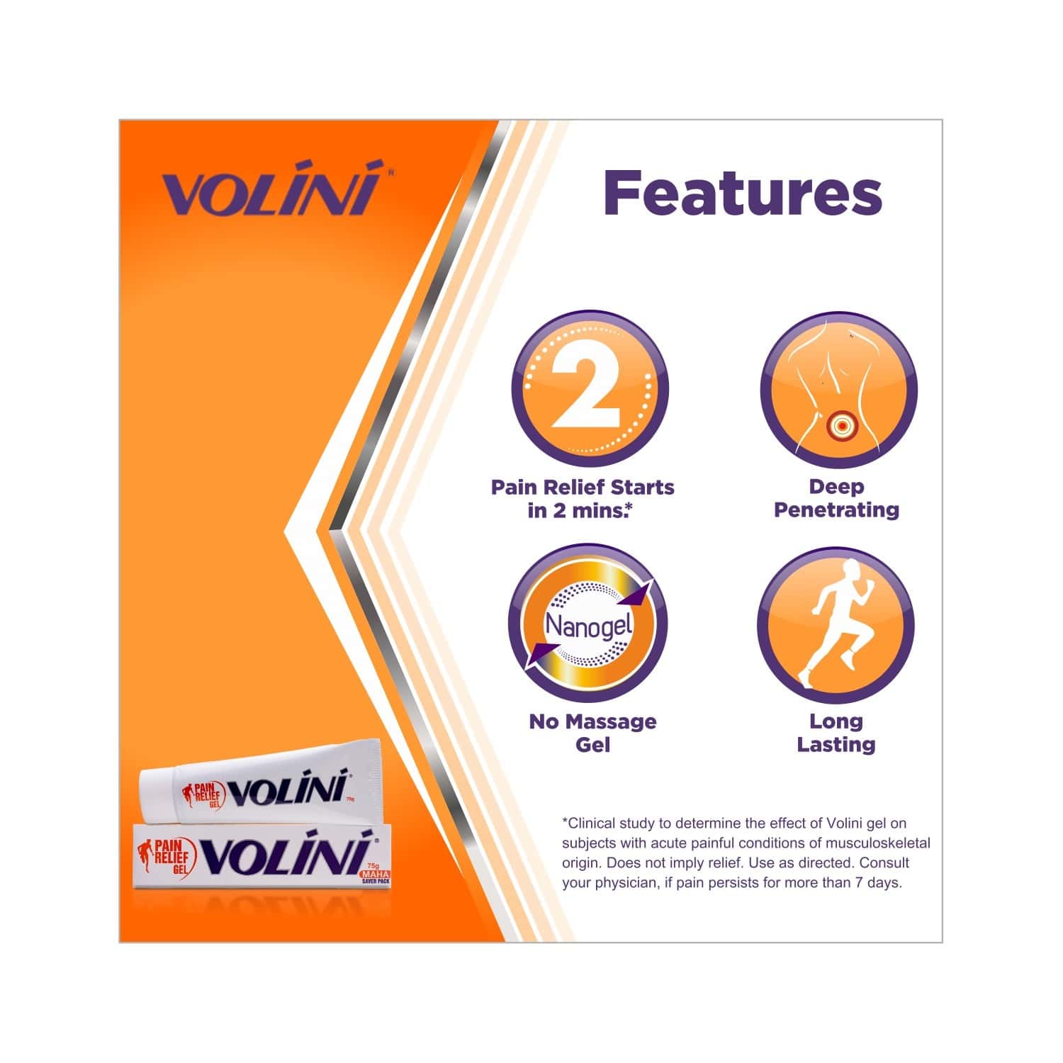 Buy VOLINI PAIN RELIEF GEL TUBE OF 75 G Online & Get Upto 60% OFF at ...