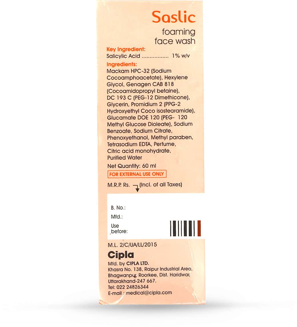 Saslic 1 Foaming Face Wash 60ml
