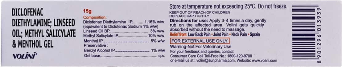 Buy VOLINI PAIN RELIEF GEL TUBE OF 15 G Online & Get Upto 60% OFF at ...