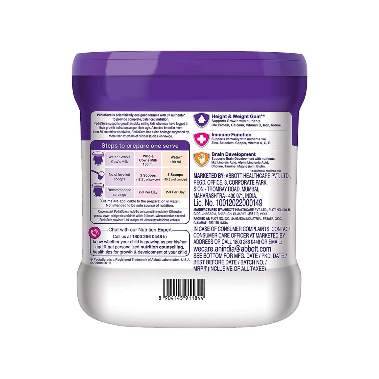 Buy Pediasure Complete Vanilla Child Nutrition Drink Bottle Of 400 G ...