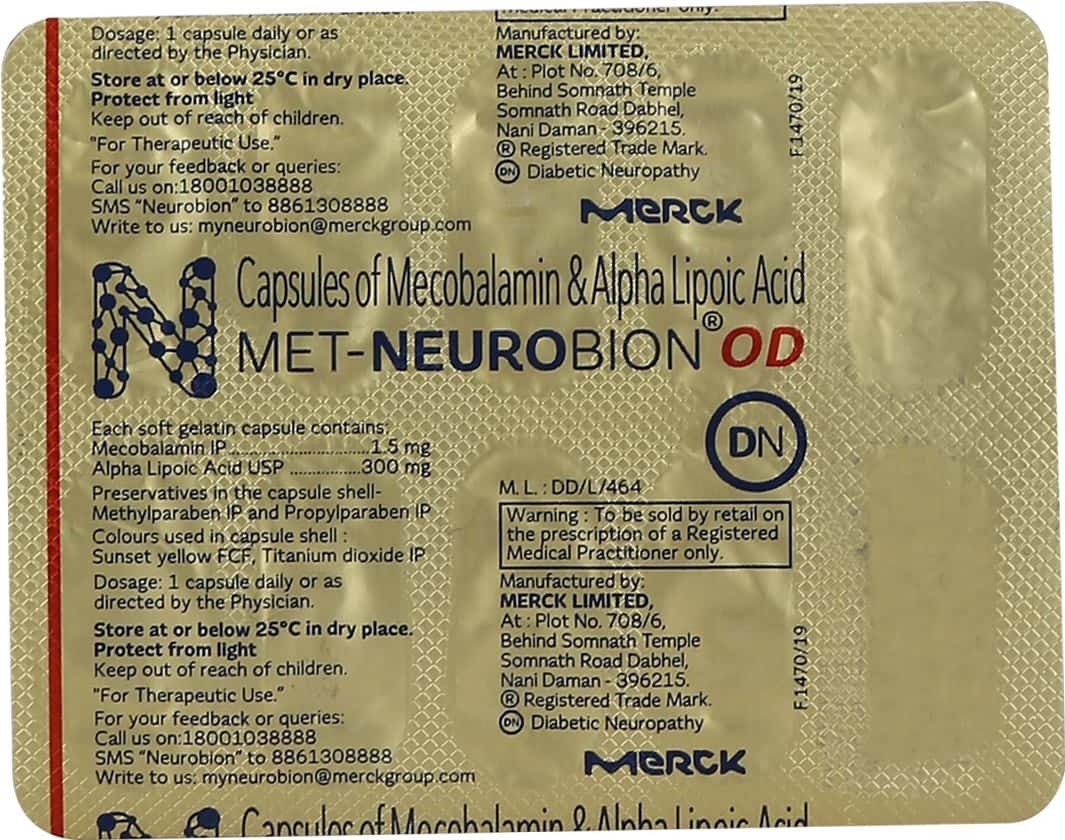 Buy MET NEUROBION OD DN STRIP OF 10 CAPSULES Online & Get Upto 60% OFF ...