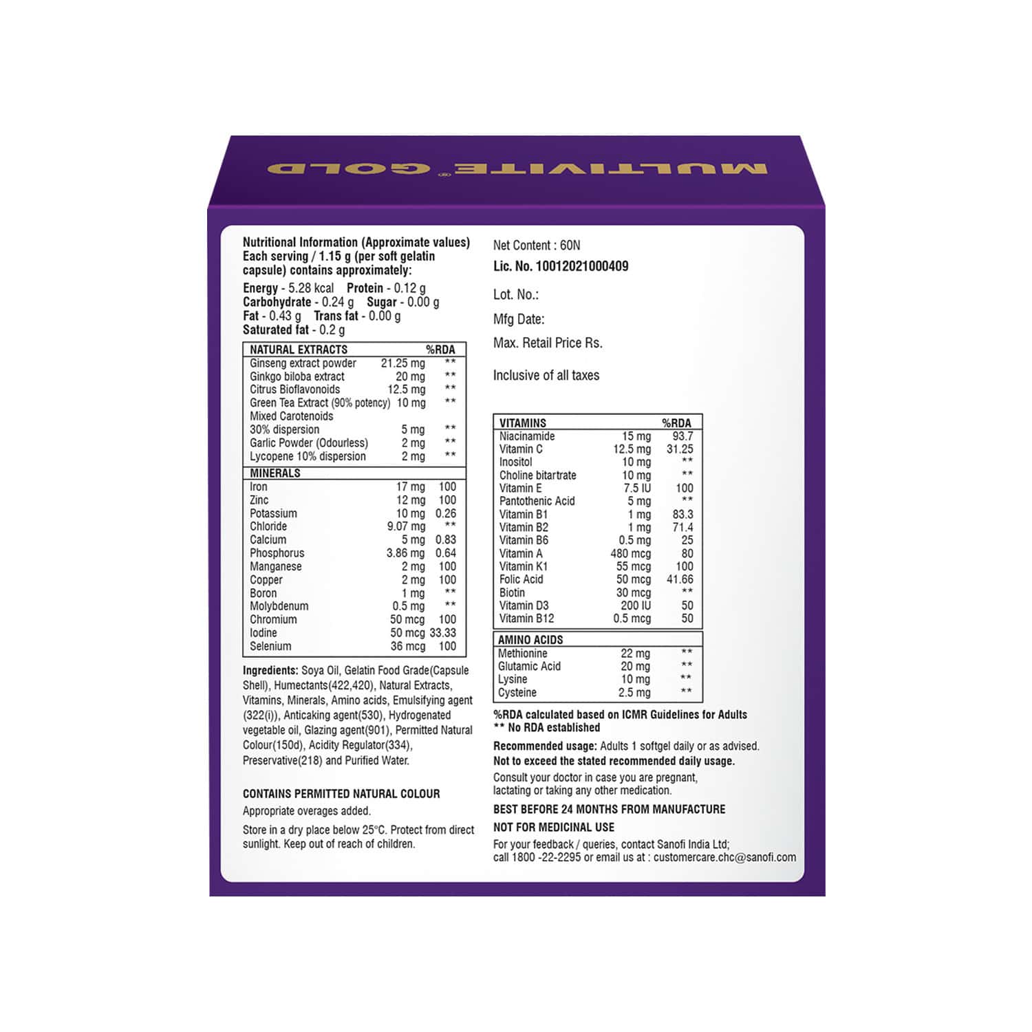 Buy Multivite Gold Strip Of 15 Capsule Online & Get Upto 60% OFF at ...