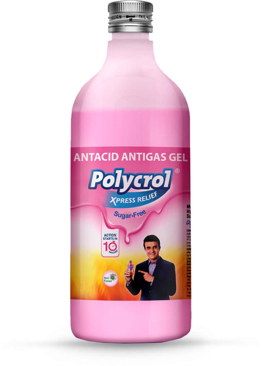 Buy POLYCROL XPRESS RELIEF ANTACID GEL SUGAR FREE - 450ML Online & Get ...