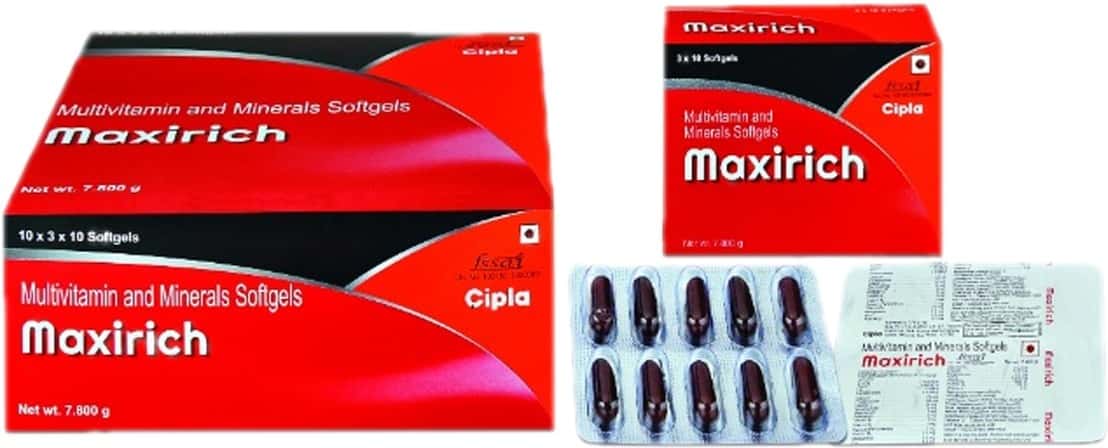 Buy MAXIRICH MULTIVITAMIN & MINERALS SOFGELS STRIP OF 10 Online & Get ...