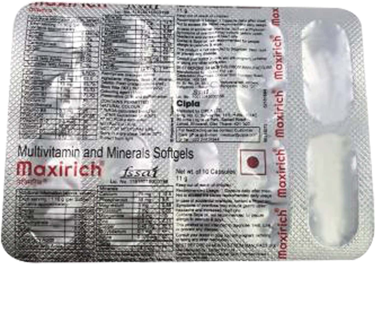 Buy MAXIRICH MULTIVITAMIN & MINERALS SOFGELS STRIP OF 10 Online & Get ...