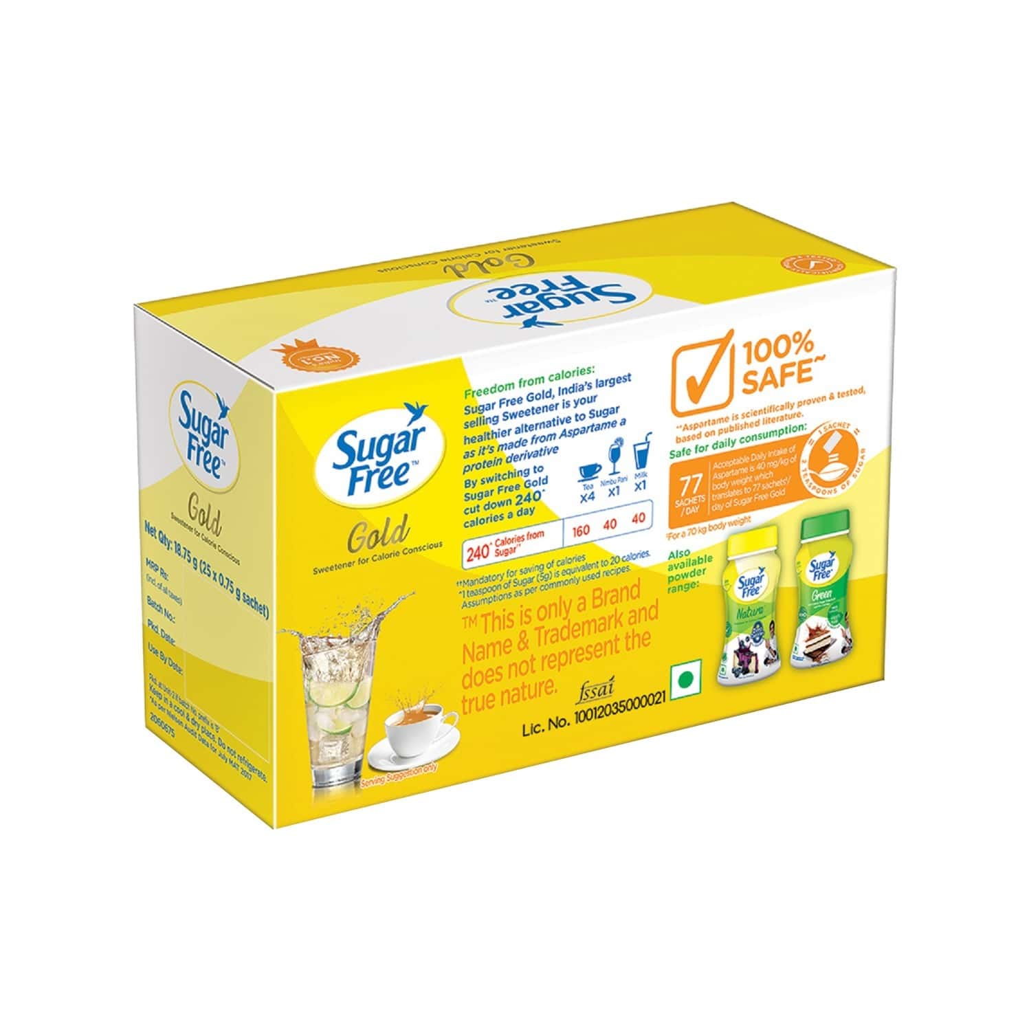Buy SUGAR FREE GOLD SWEETENER SACHETS LOW CALORIE SACHET OF 25 Online ...