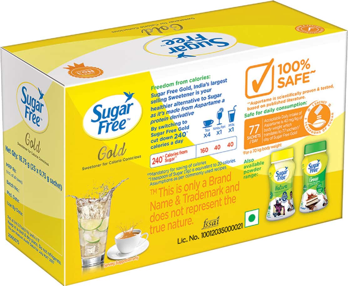 Buy SUGAR FREE GOLD SWEETENER SACHETS LOW CALORIE SACHET OF 25 Online ...