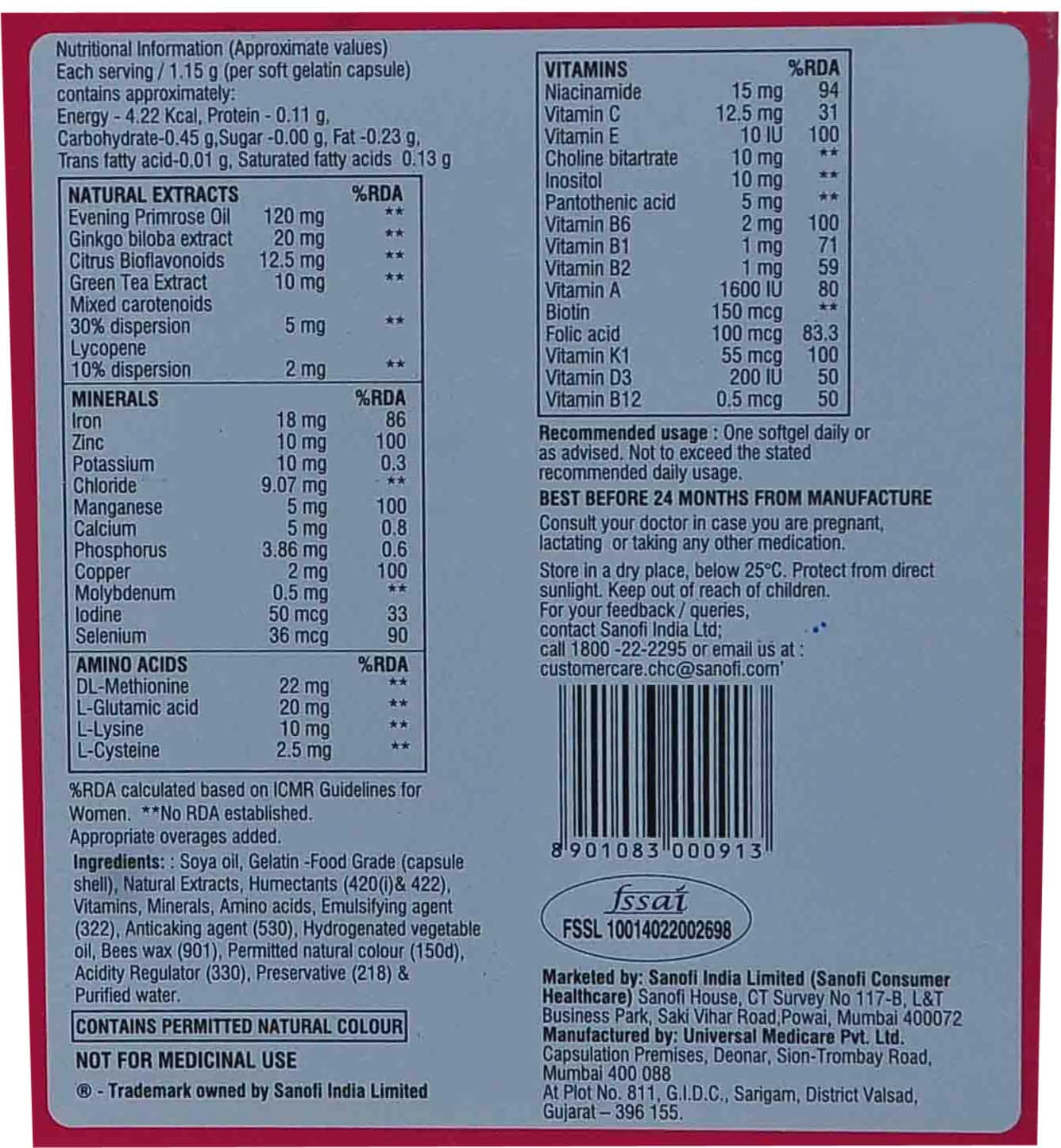 Buy MULTIVITE WOMAN DAILY HEALTH SUPPLEMENT SOFTGELS WITH ESSENTIAL ...