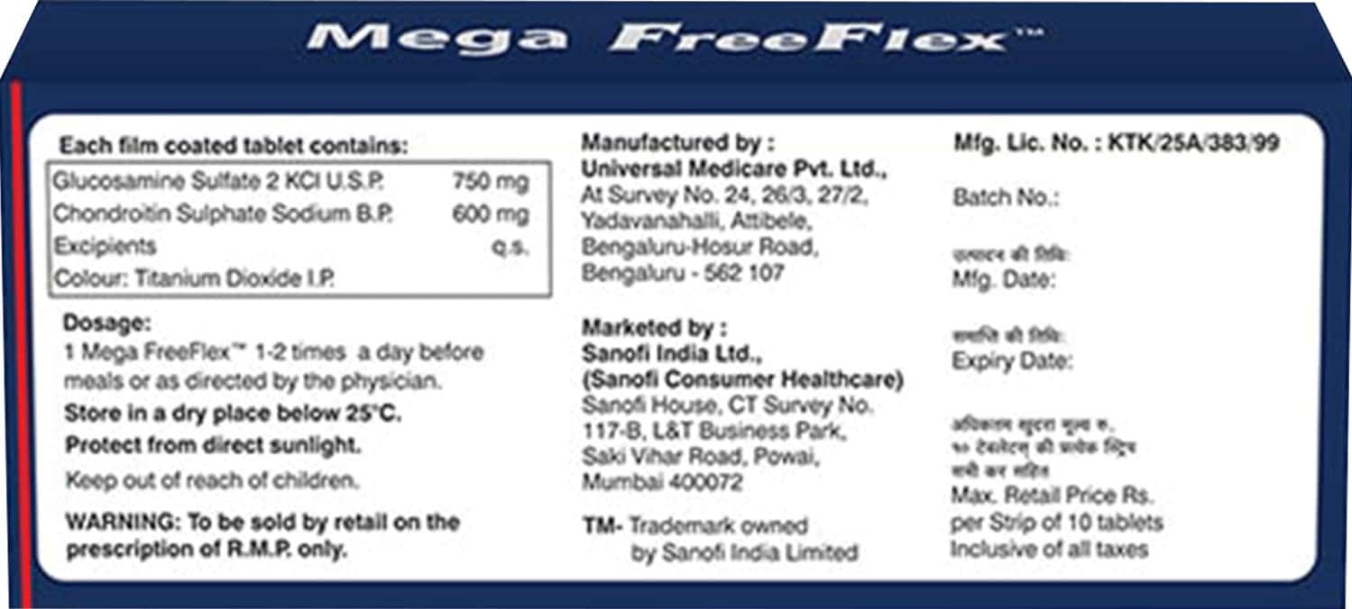 Buy MEGA FREEFLEX JOINT HEALTH TABLETS STRIP OF 10 Online & Get Upto 60 ...
