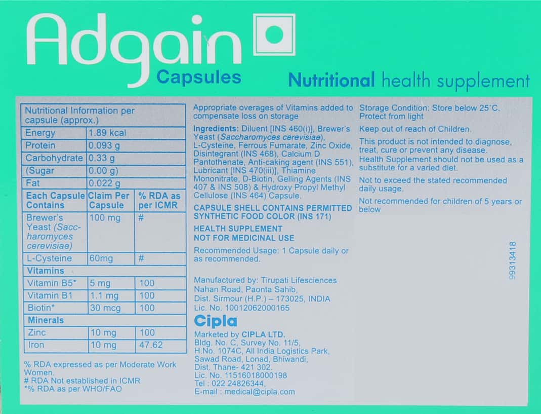 Buy ADGAIN CAPSULE 10'S Online & Get Upto 60% OFF at PharmEasy