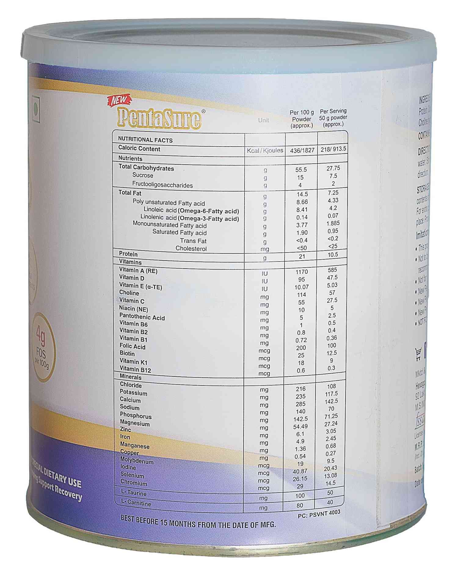 Buy Pentasure Vanilla Nutrition Supplement Tin Of 400 G Online at Flat ...