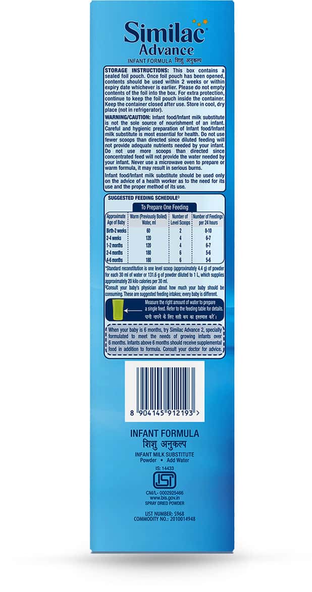 Buy SIMILAC ADVANCE STAGE 1 INFANT FORMULA (UPTO 6 MONTHS) TIN OF 400 G ...