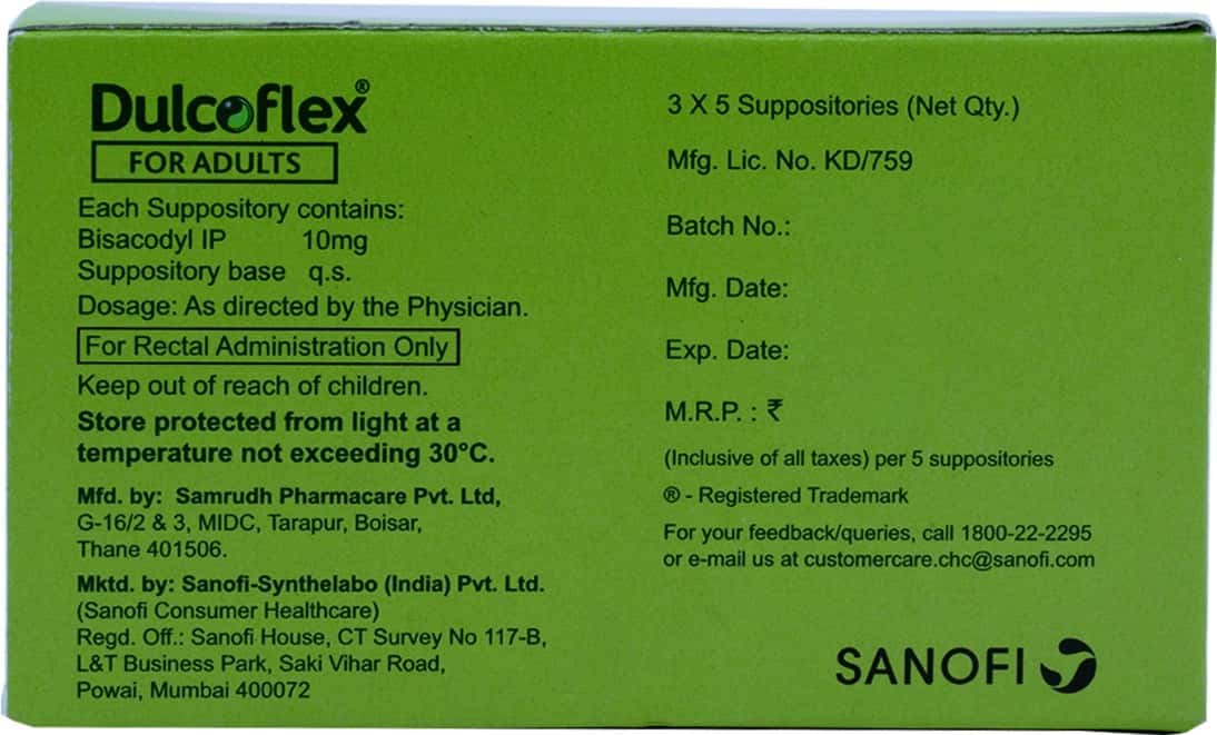 Buy DULCOFLEX 10MG SUPPOSITORY FOR ADULTS - 5'S Online & Get Upto 60% ...