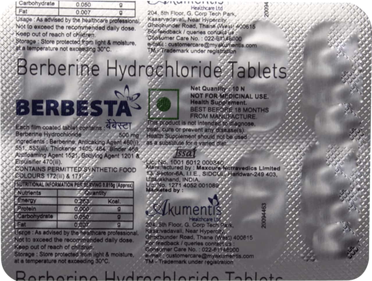 Buy BERBESTA 500MG TABLET 10'S Online & Get Upto 60% OFF at PharmEasy