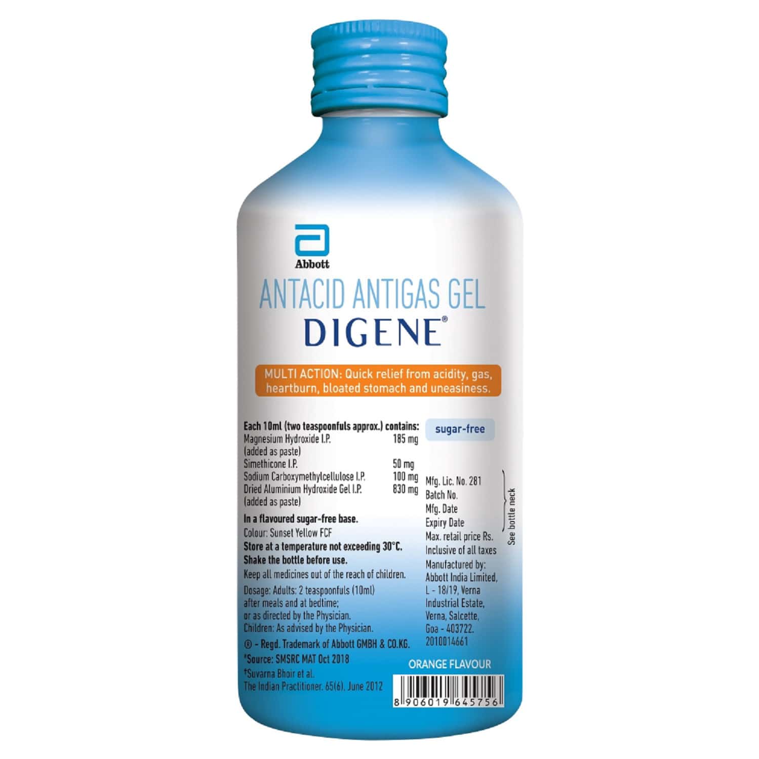 Buy DIGENE GEL ACIDITY & GAS RELIEF - 200ML ORANGE FLAVOUR Online & Get ...