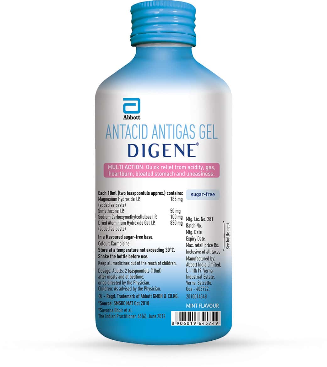 Buy DIGENE GEL ACIDITY & GAS RELIEF - 200ML MINT FLAVOUR Online & Get ...