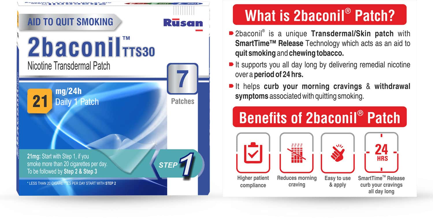 Buy 2BACONIL - 21MG STEP 1 NICOTINE PATCH PACKET OF 7 'S | HELPS QUIT ...