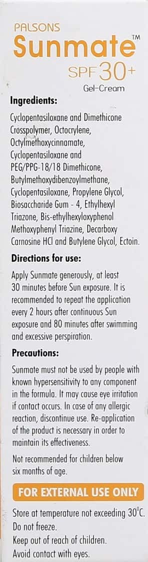 Buy SUNMATE SPF 30 PLUS TUBE OF 50GM GEL CREAM Online & Get Upto 60% ...