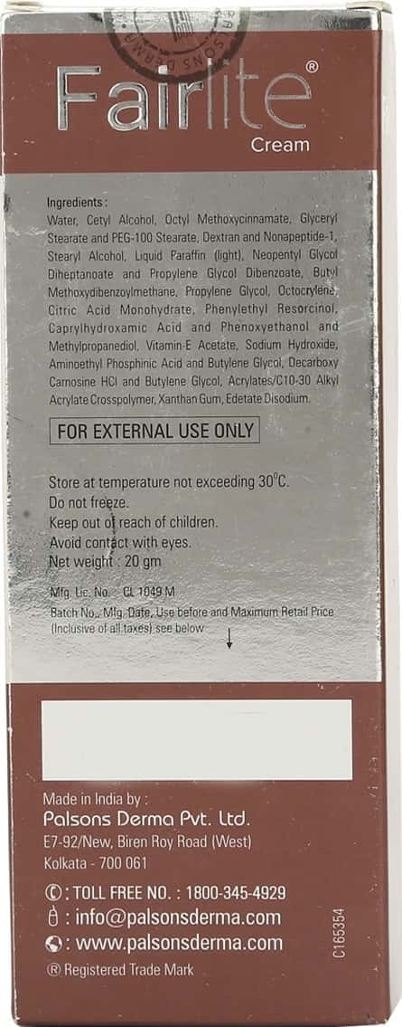 Buy FAIRLITE CREAM 20GM Online & Get Upto 60% OFF at PharmEasy
