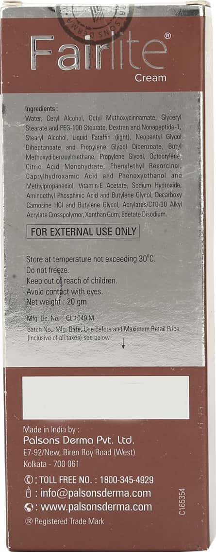 Buy FAIRLITE CREAM 20GM Online & Get Upto 60% OFF at PharmEasy