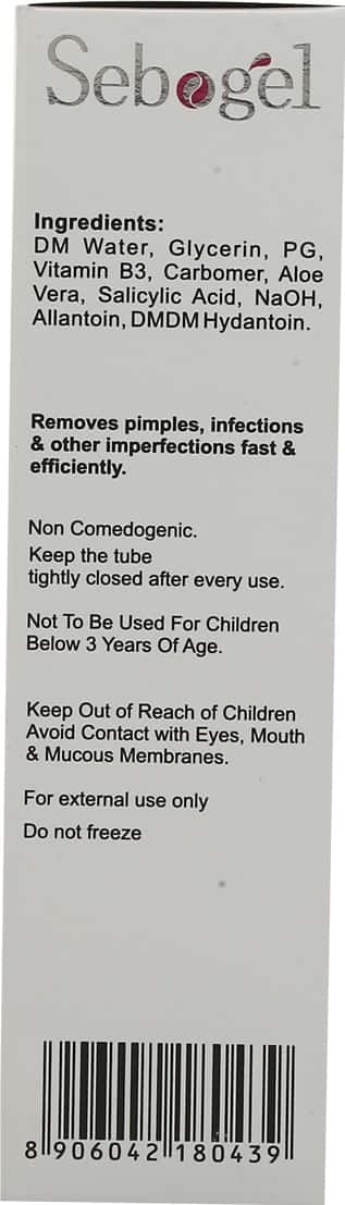 Buy SEBOGEL SALICYLIC ACID & NICOTINAMIDE GEL FOR PIMPLES AND OILY SKIN ...