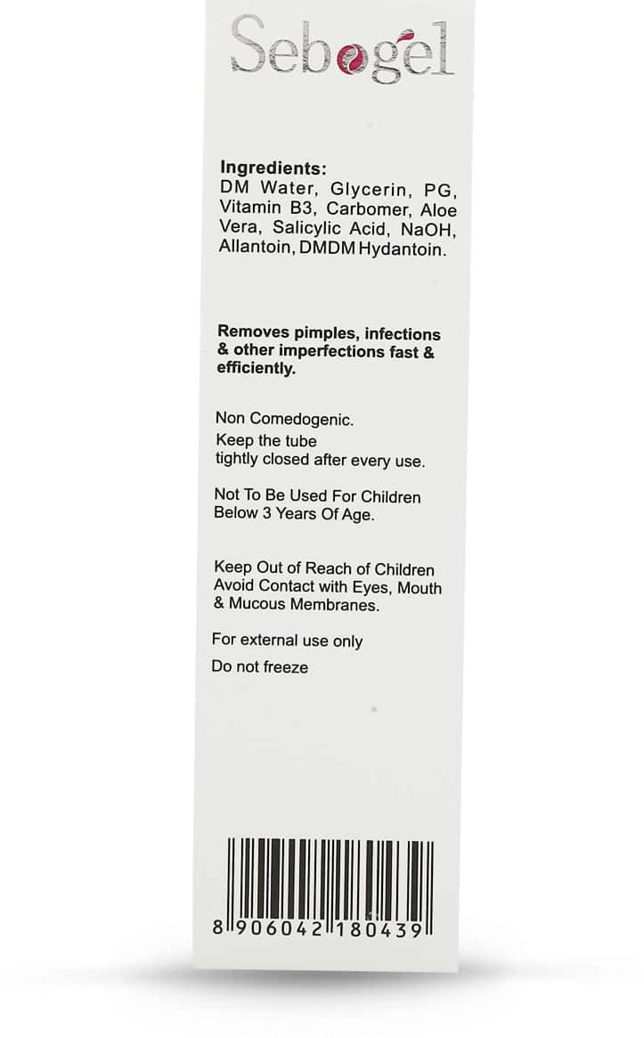 Buy SEBOGEL SALICYLIC ACID & NICOTINAMIDE GEL FOR PIMPLES AND OILY SKIN ...