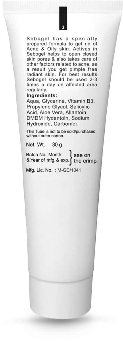 Buy SEBOGEL SALICYLIC ACID & NICOTINAMIDE GEL FOR PIMPLES AND OILY SKIN ...