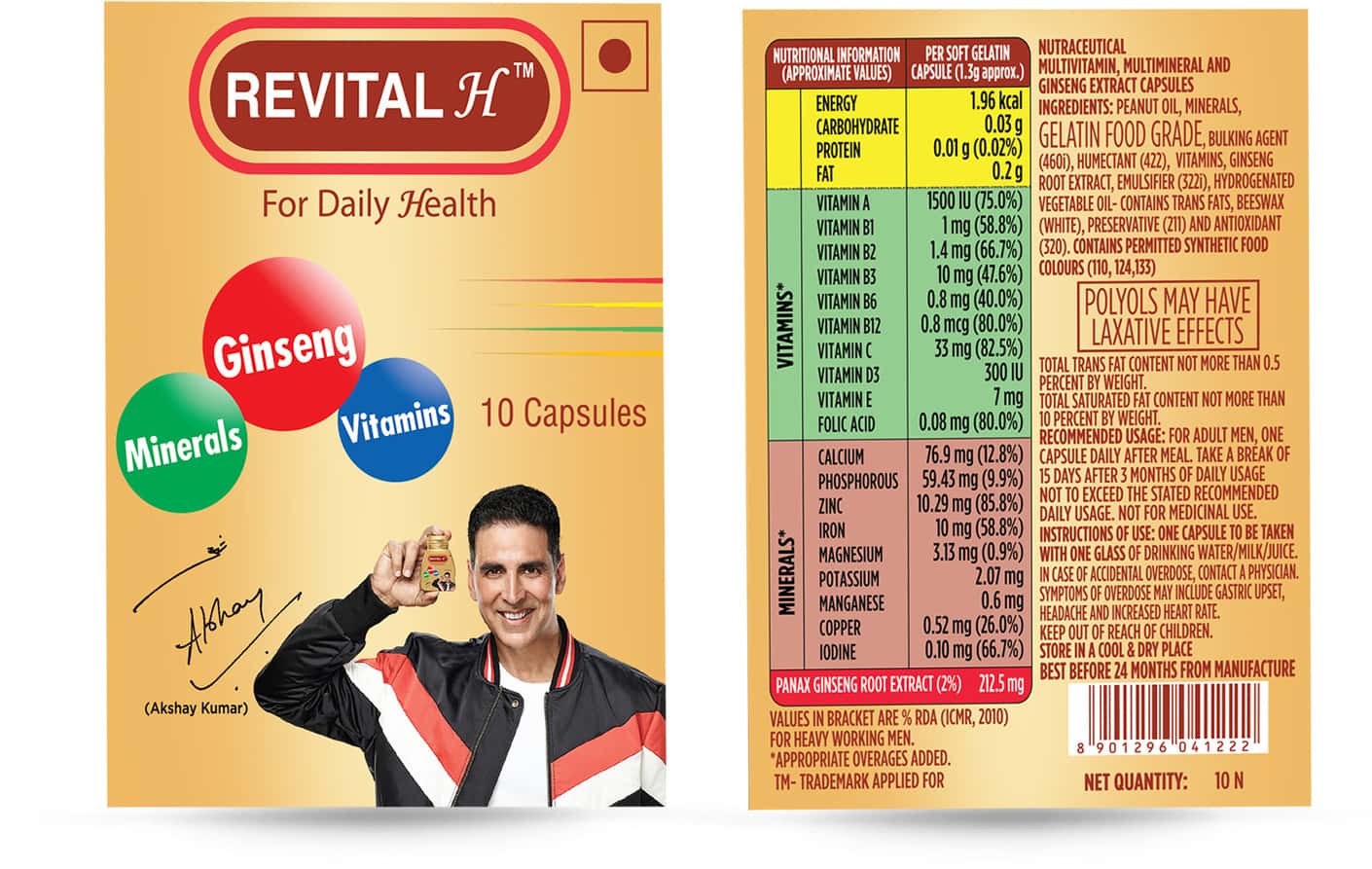 Buy REVITAL H MEN MULTIVITAMIN WITH ZINC & GINSENG FOR IMMUNITY STRONG BONES & ENERGY (10 ...