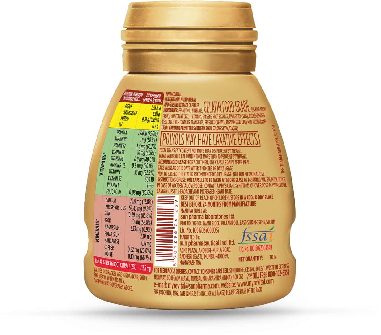 Buy REVITAL H MEN MULTIVITAMIN WITH CALCIUM ZINC & GINSENG FOR IMMUNITY ...