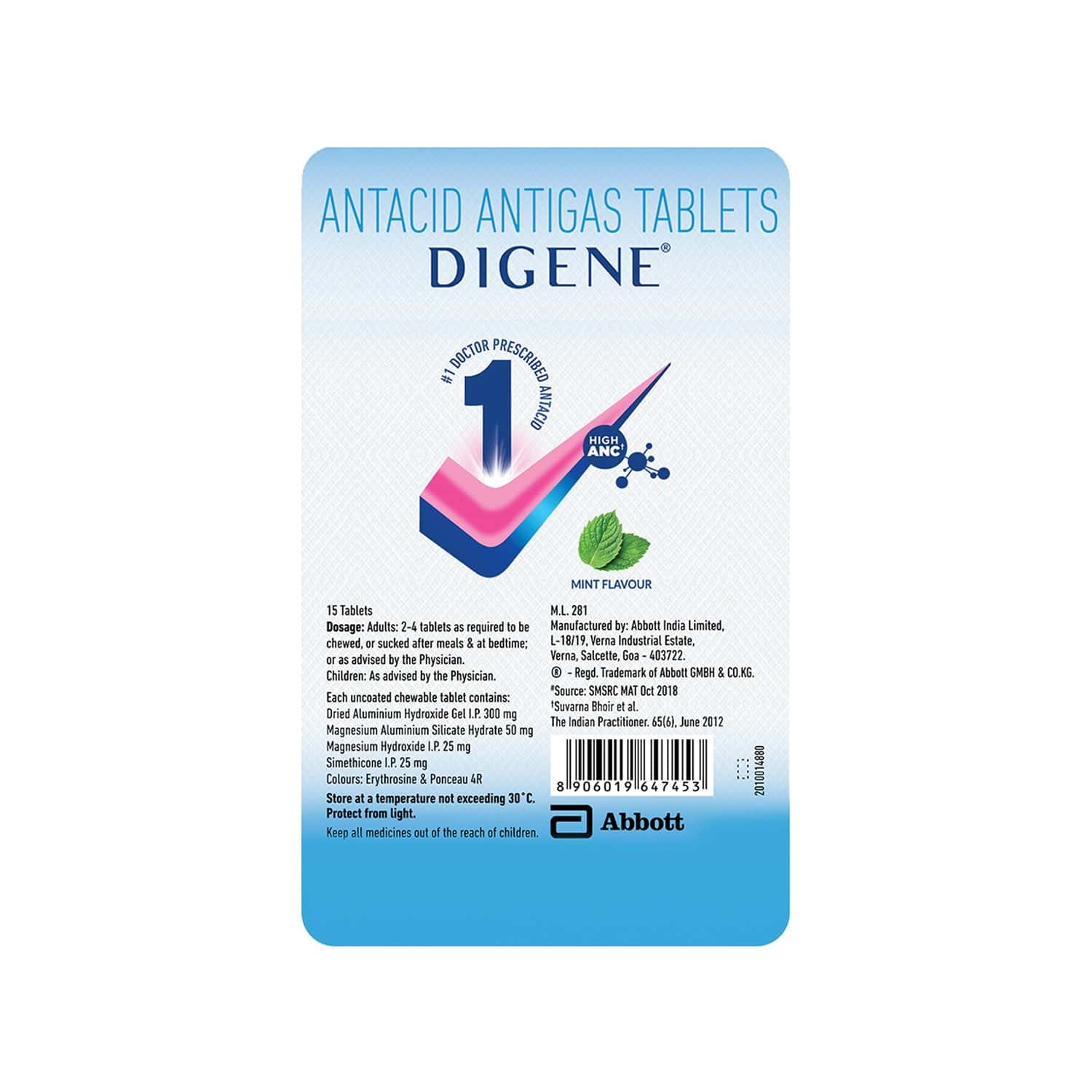 Buy Digene Acidity & Gas Relief Tablets 15s- Mint Flavour Online at ...