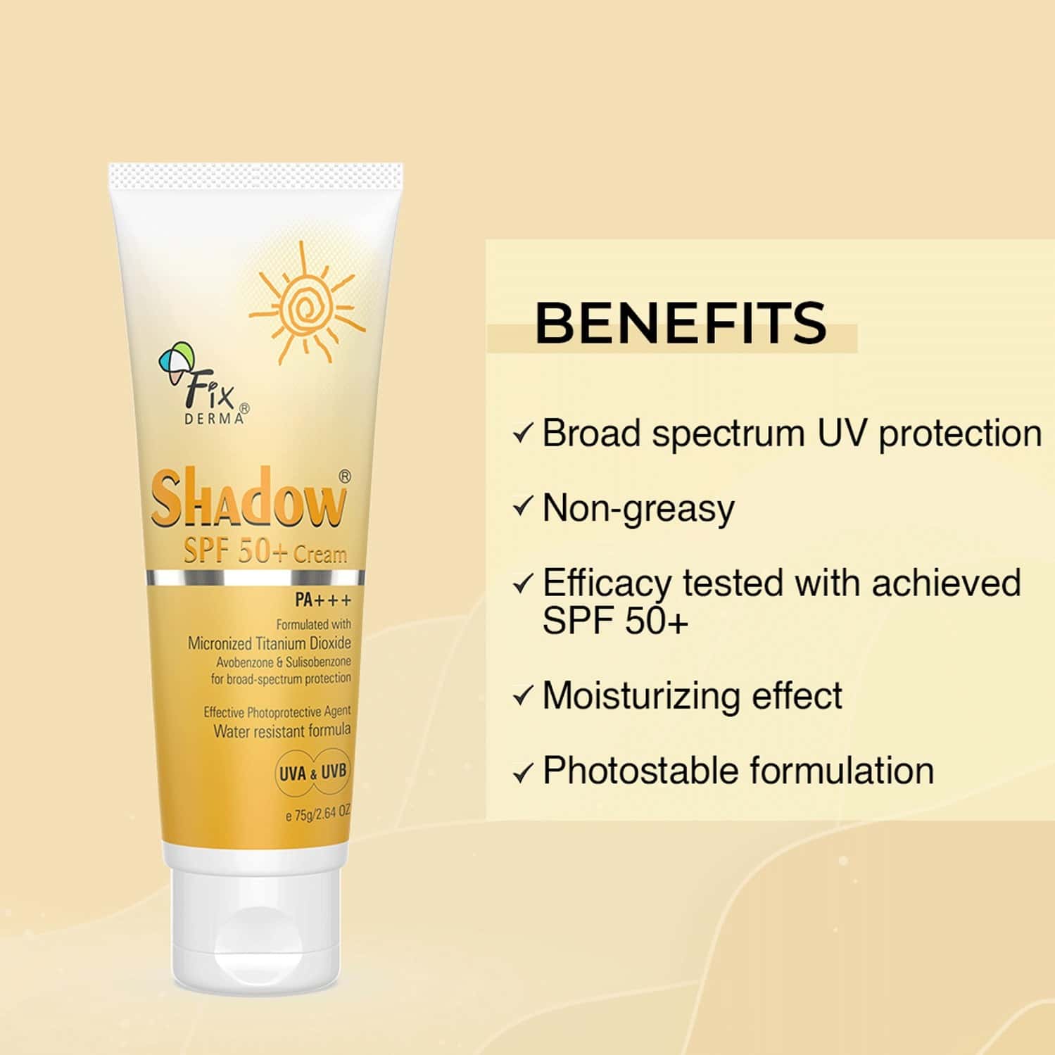 Buy FIXDERMA SHADOW 50+ CREAM 75GM Online & Get Upto 60% OFF at PharmEasy