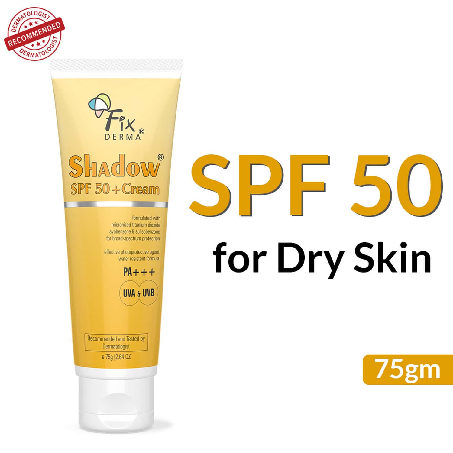 Buy FIXDERMA SHADOW SUNSCREEN SPF 50+ CREAM FOR DRY SKIN WITH PA ...