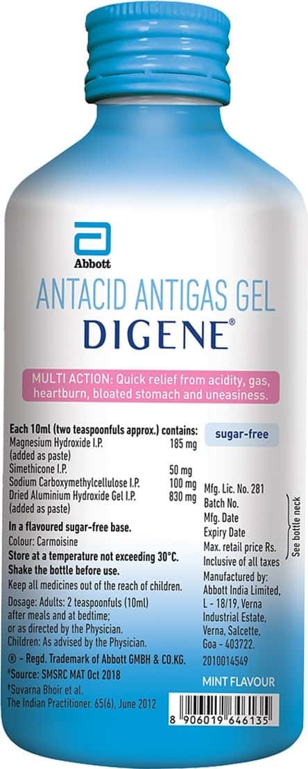 Buy DIGENE GEL ACIDITY & GAS RELIEF - 450ML MINT FLAVOUR Online & Get ...