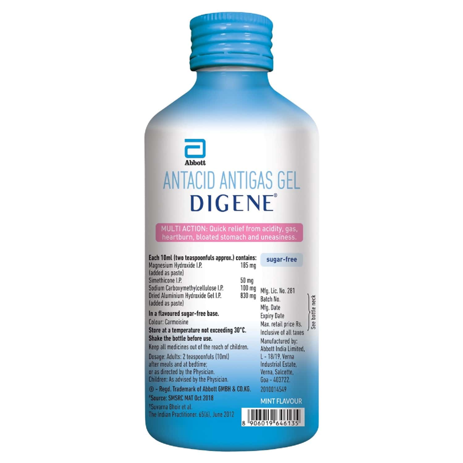Buy DIGENE GEL ACIDITY & GAS RELIEF - 450ML MINT FLAVOUR Online & Get ...