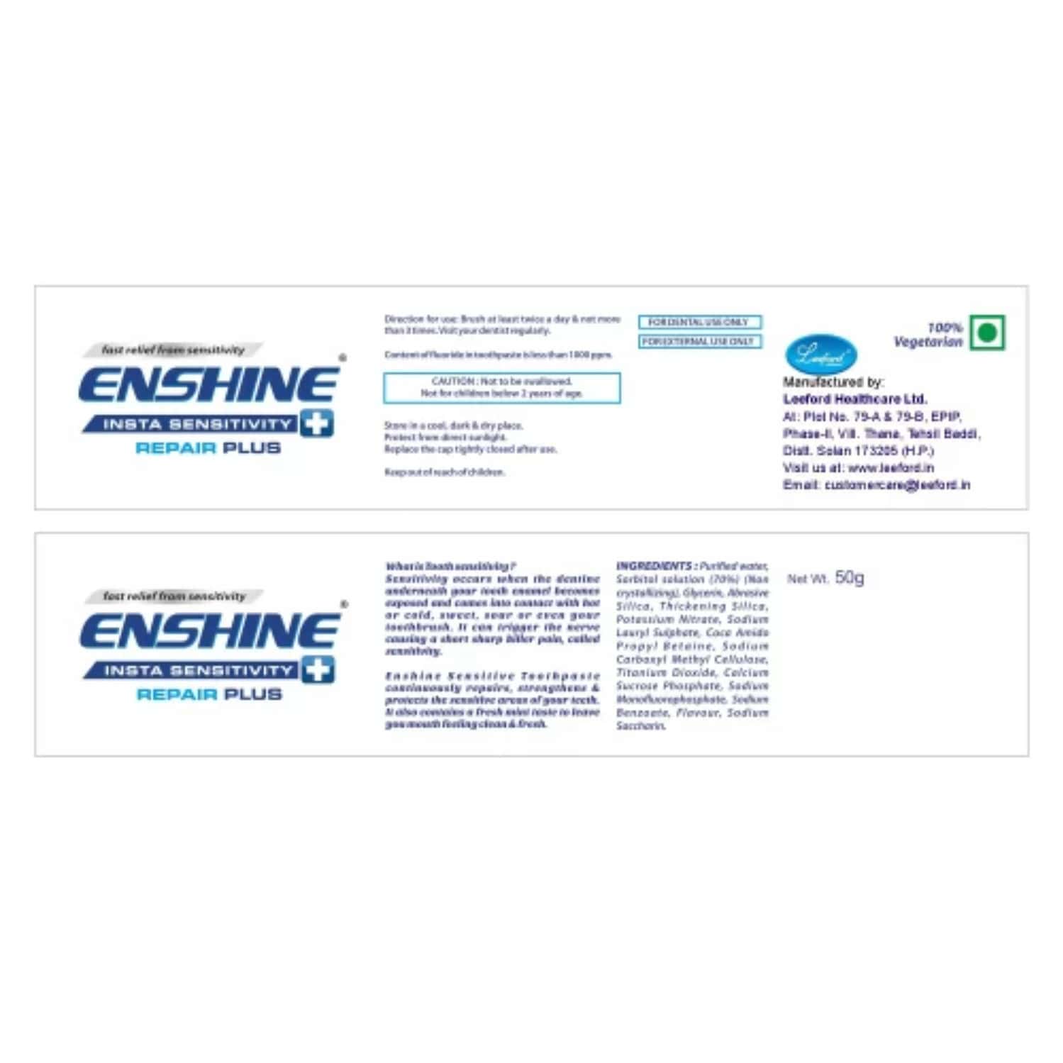 Buy ENSHINE SENSITIVE TOOTHPASTE 50G Online & Get Upto 60% OFF at PharmEasy