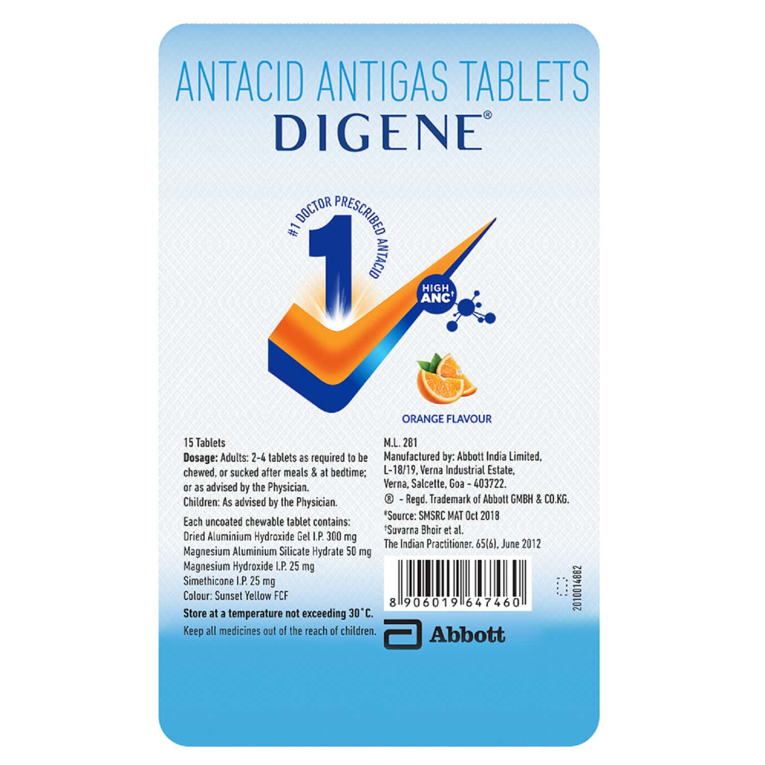 Buy DIGENE ACIDITY & GAS RELIEF TABLETS 15S- ORANGE FLAVOUR Online ...