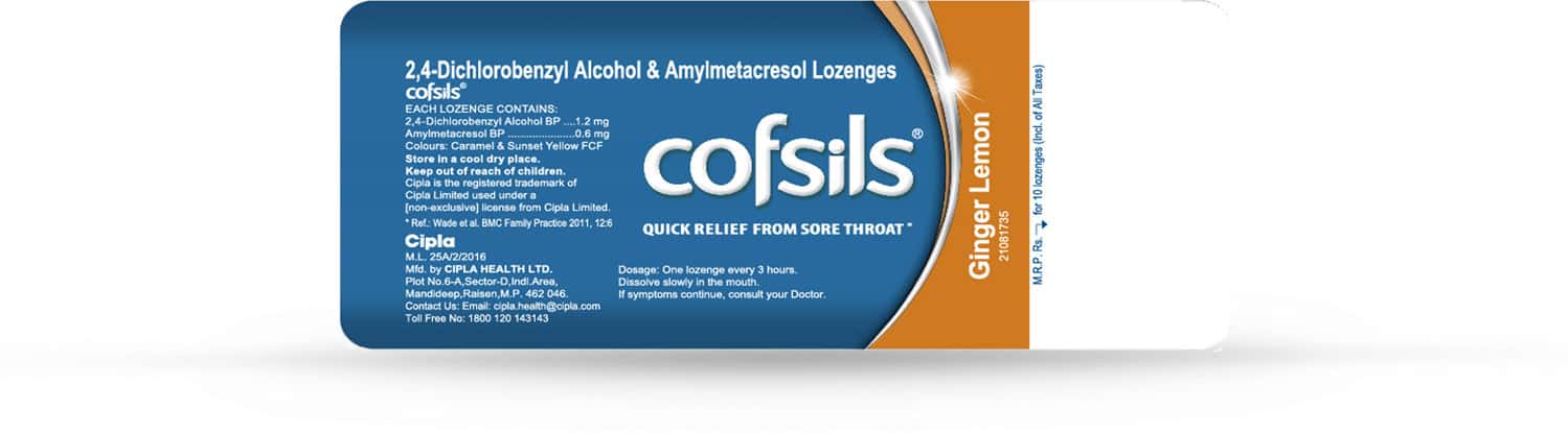 Buy COFSILS GINGER LEMON LOZENGES STRIP OF 10 Online & Get Upto 60% OFF ...