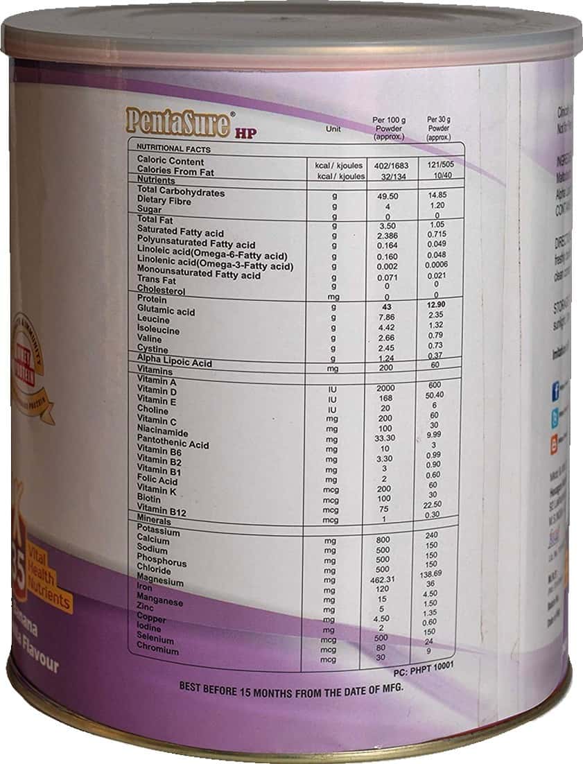 Buy PENTASURE HP BANANA VANILLA WHEY PROTEIN TIN OF 400 G Online & Get ...