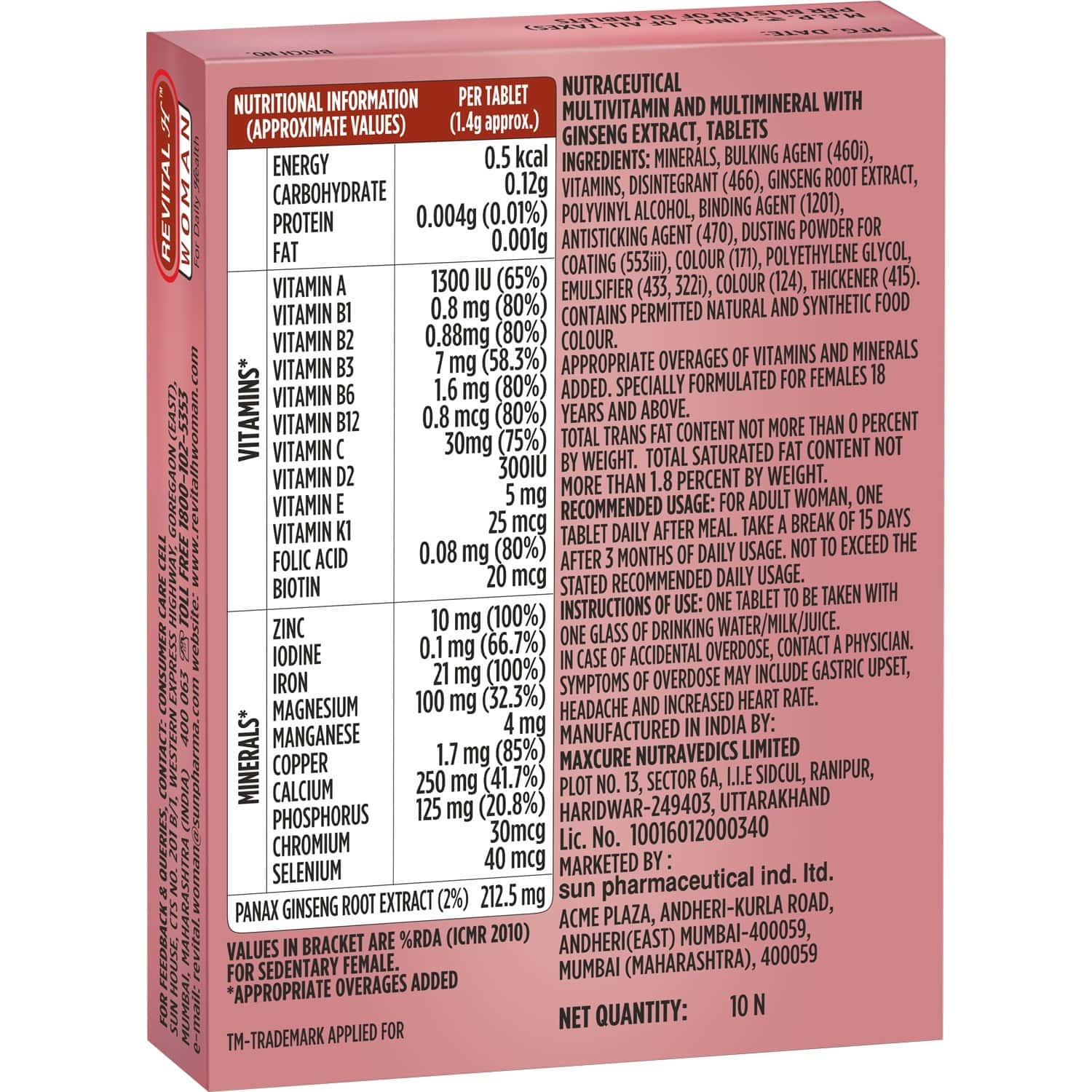 Buy REVITAL H WOMAN HEALTH SUPPLEMENT TABLETS STRIP OF 10 Online & Get ...