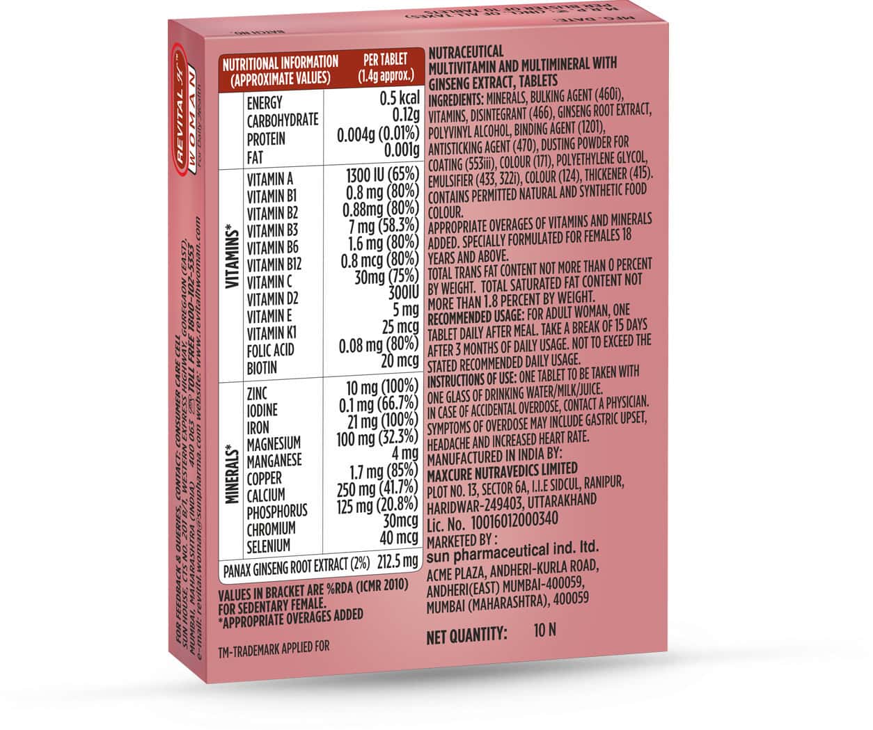 Buy REVITAL H WOMEN MULTIVITAMIN WITH CALCIUM, ZINC, GINSENG FOR ...