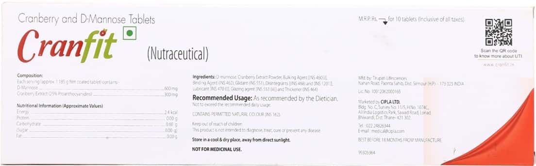 Buy CRANFIT STRIP OF 10 TABLETS Online & Get Upto 60% OFF at PharmEasy