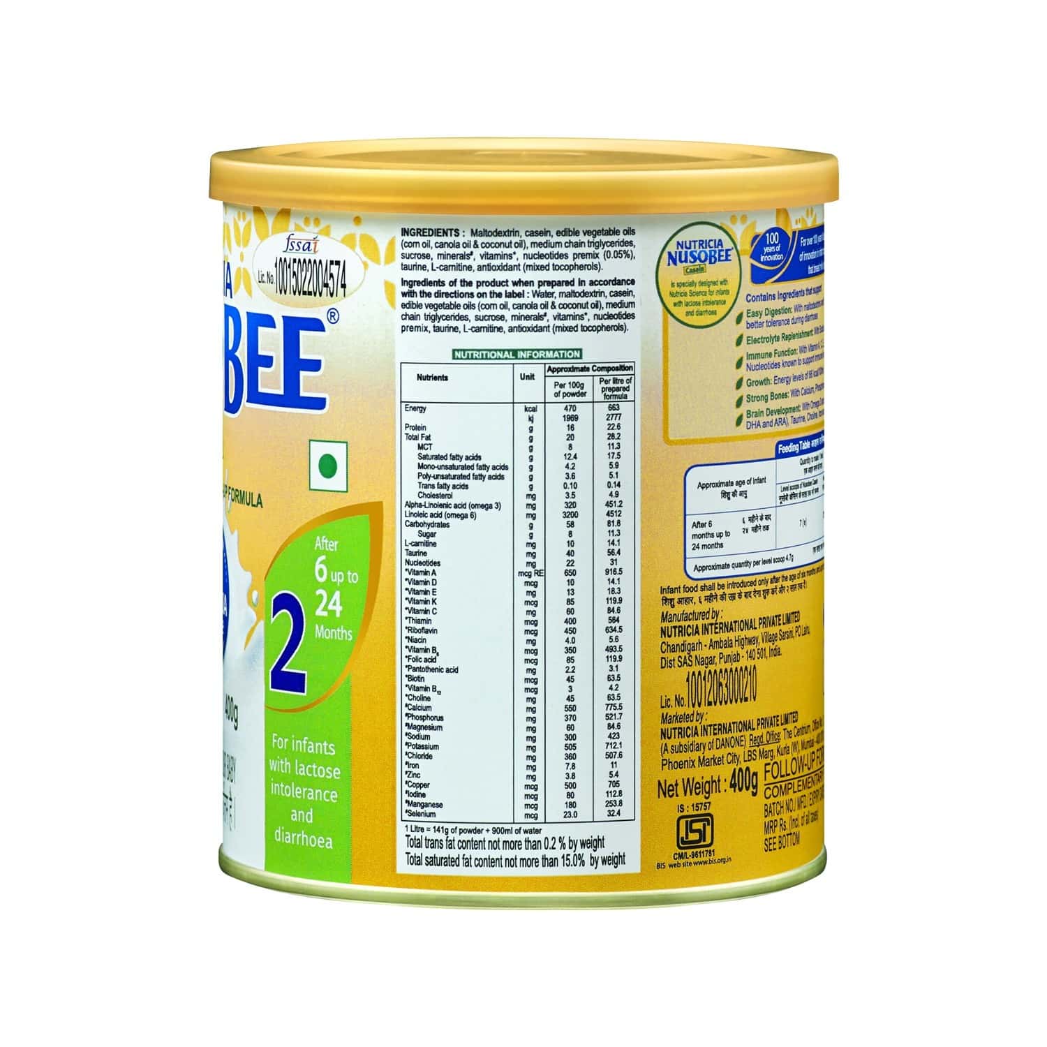 Buy NUSOBEE CASEIN BABY FOOD STAGE 2 FOLLOWUP FORMULA TIN OF 400 G ...